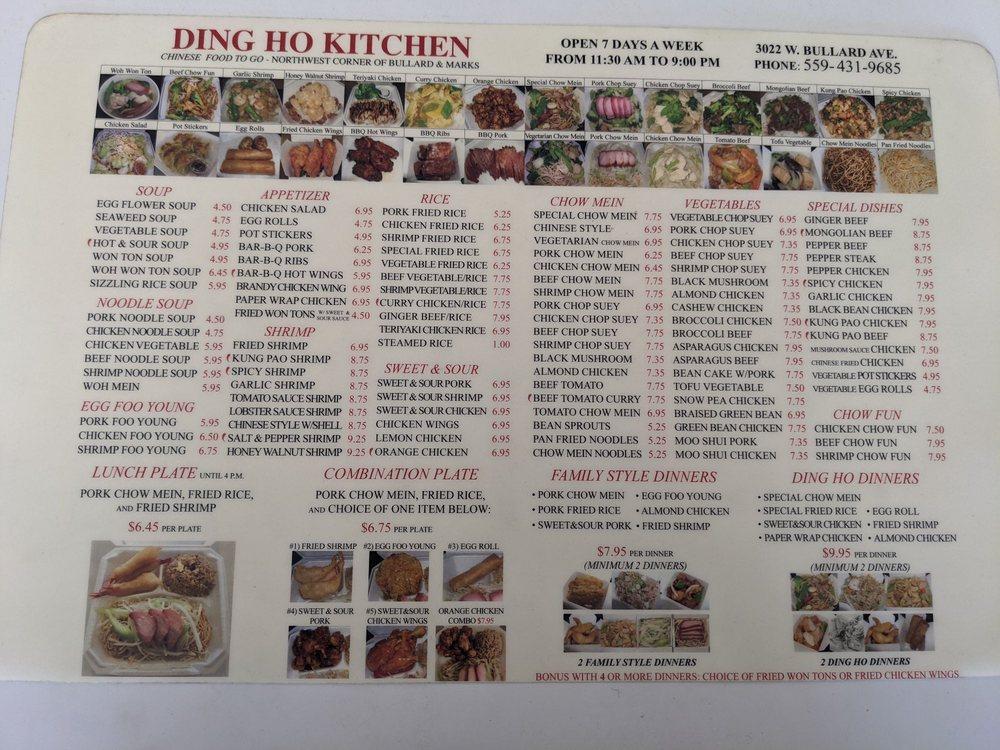 Menu at Ding Ho Kitchen restaurant, Fresno