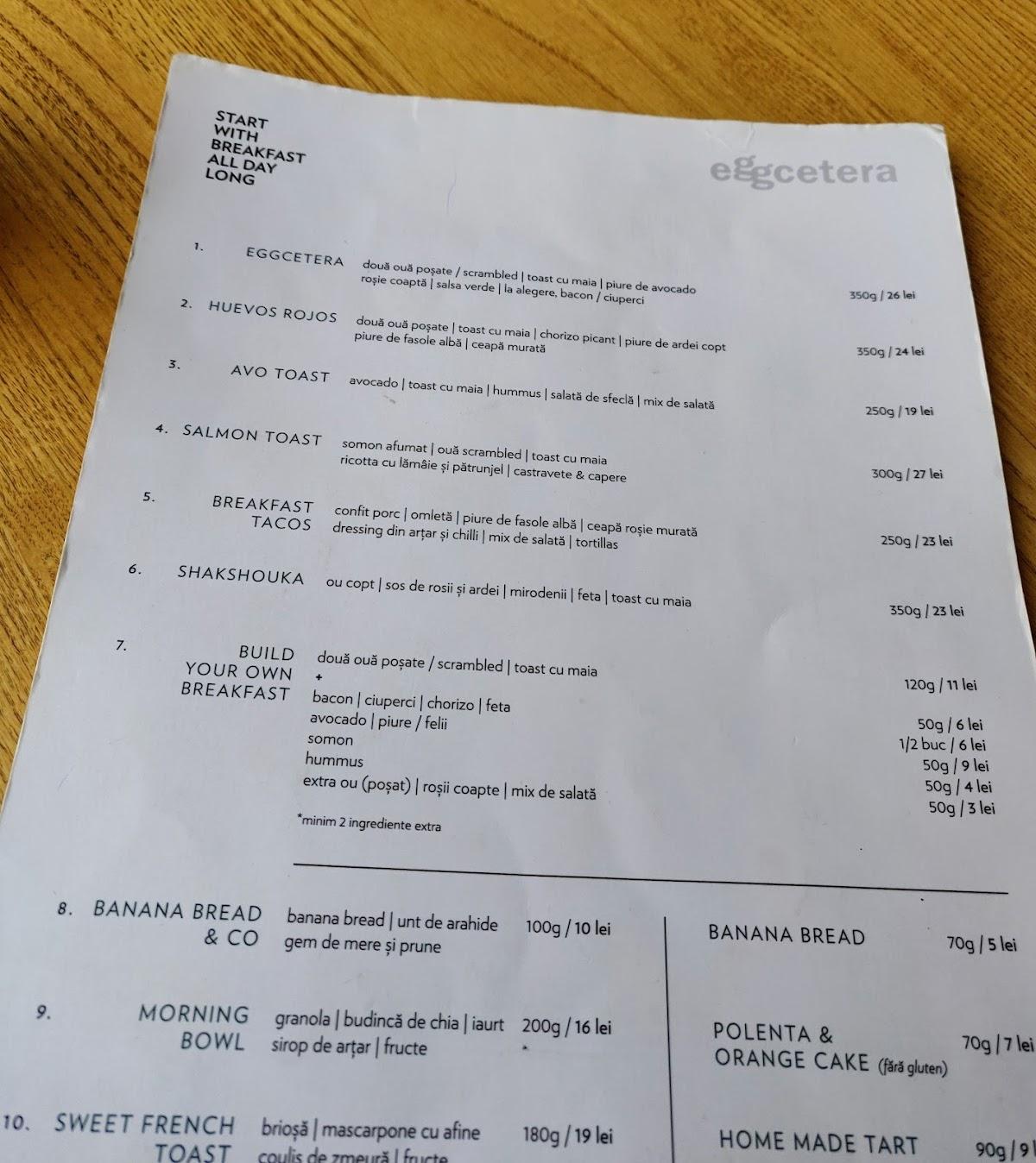 Menu at Eggcetera, Cluj-Napoca, Str. Napoca 13
