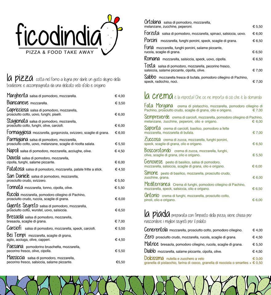 Menu at Ficodindia restaurant, Caltagirone