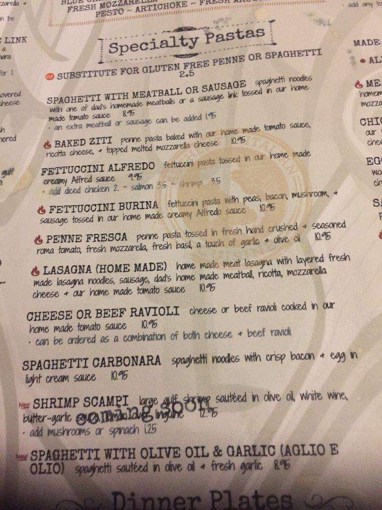 Menu at Fireside Pizza Cafe, Palm Harbor