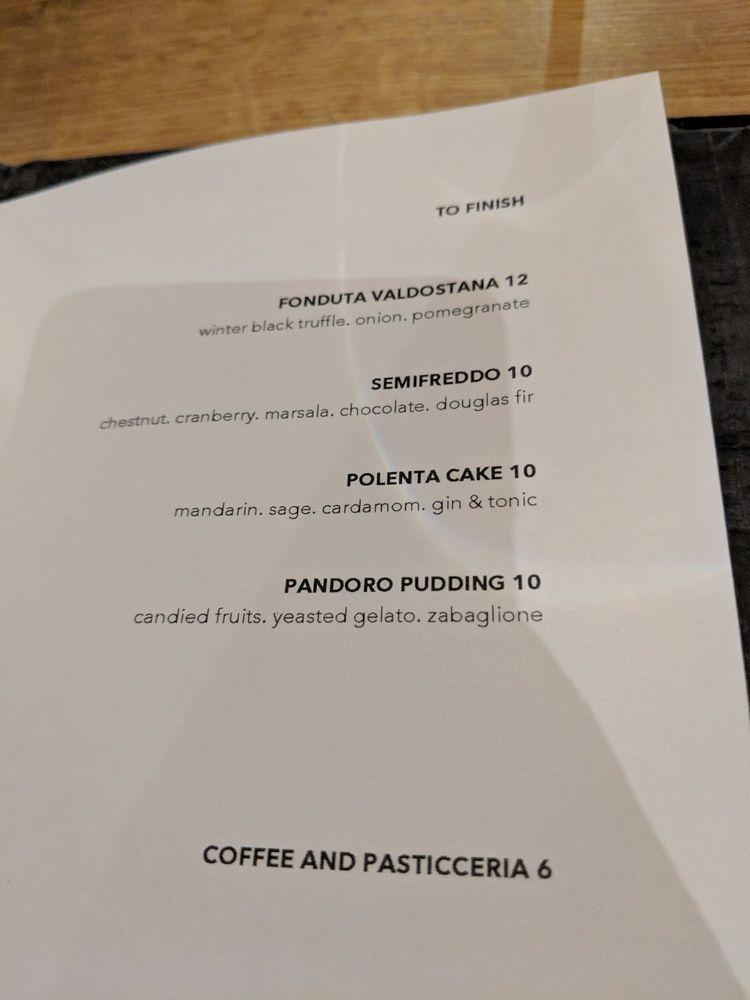Menu at Mono restaurant, Edinburgh