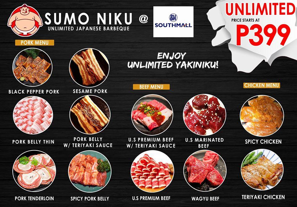 Menu at Sumo Niku restaurant, Quezon City, KIA Theatre