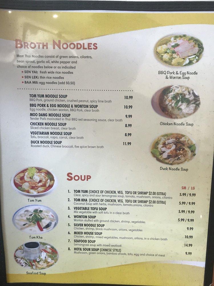 Menu at Thai Hachapi restaurant, Tehachapi