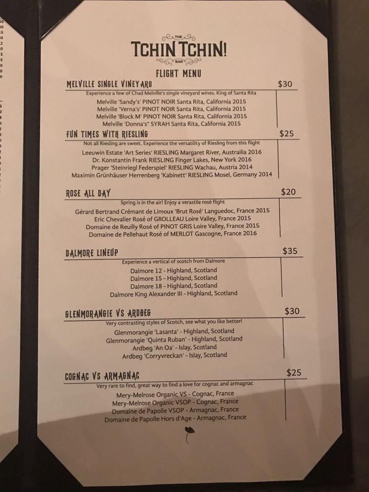 Menu at The Tchin Tchin! Bar, Honolulu