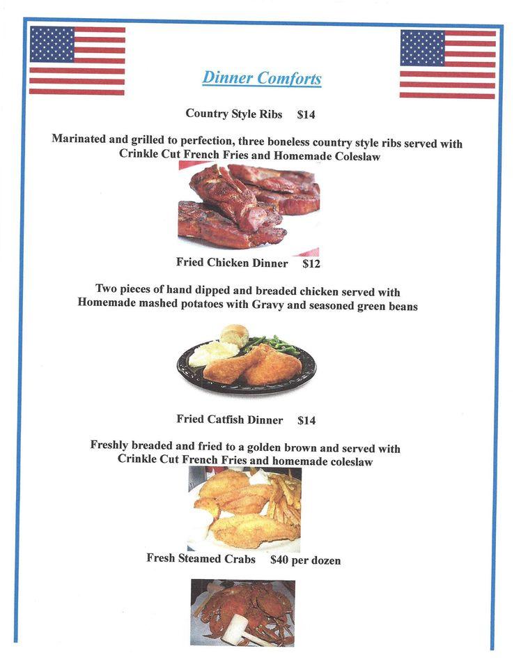 Menu at Dennis Point Marina & Campground, Drayden