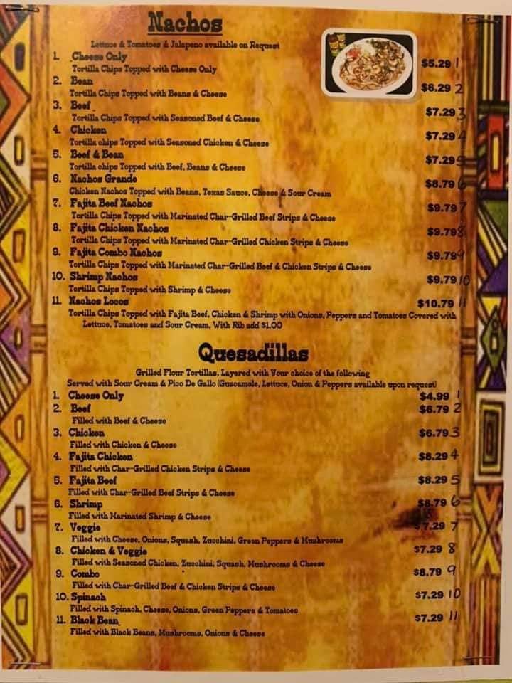 Menu at Dos Copas Mexican Grill restaurant, Madisonville