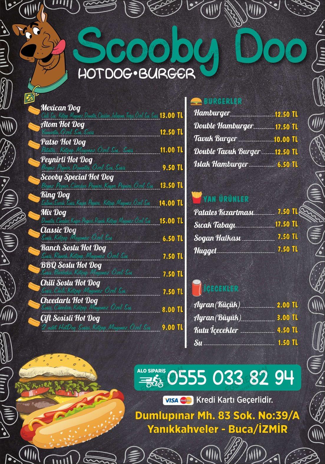 Menu at SCOOBY DOO HOTDOG & BURGER, Izmir