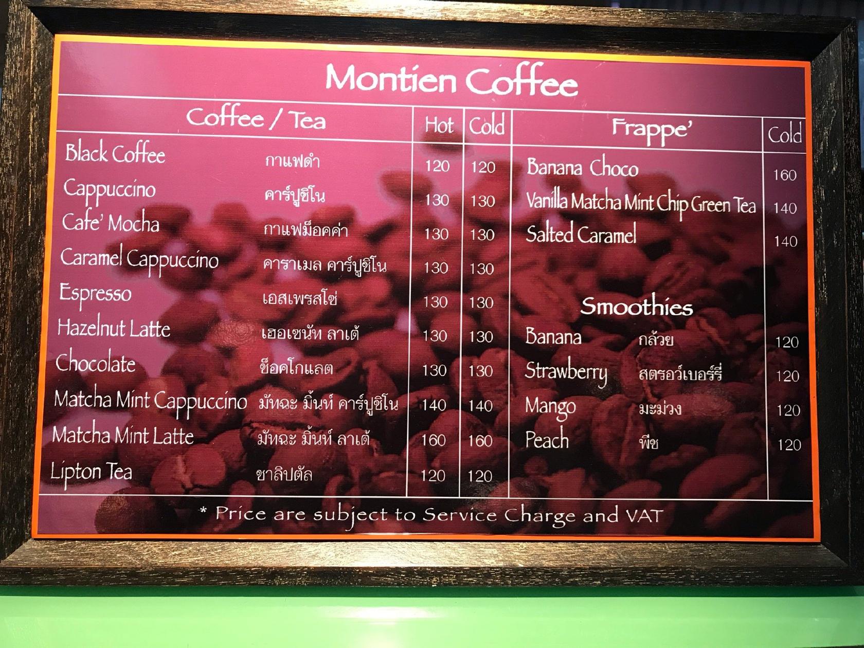 Menu at THE COFFEE CLUB - Montien Mall, Bangkok