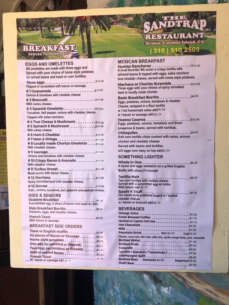 Menu at The Sandtrap pub & bar, Avalon, Avalon Cyn Rd