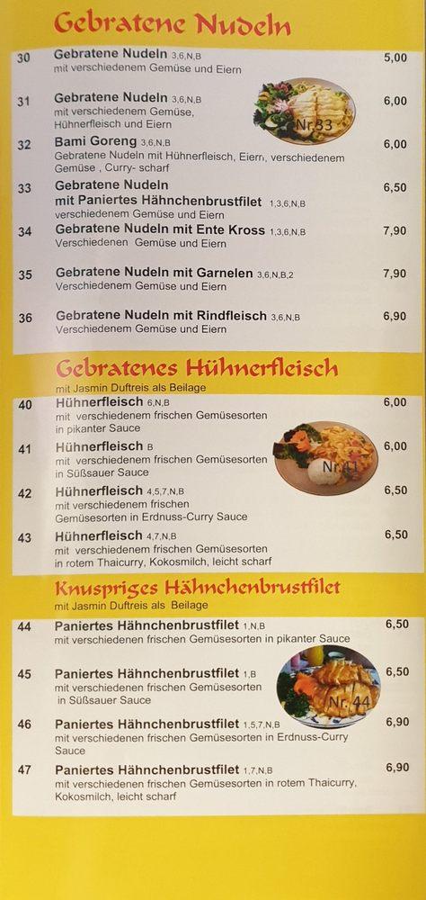 Menu at Asia Point, Osnabrück