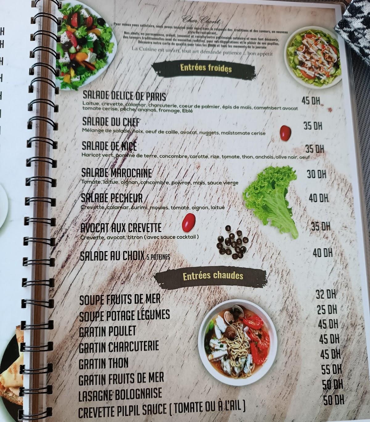 Speisekarte von Délice De Paris (Café, Restaurant, Patiserie), Oujda