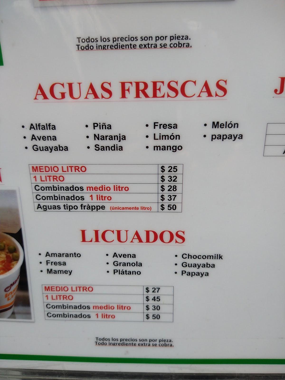 Menu at Quekas MESONES restaurant, Mexico