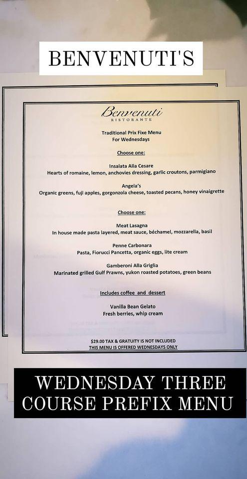 Menu at Benvenuti Ristorante pub & bar, Walnut Creek