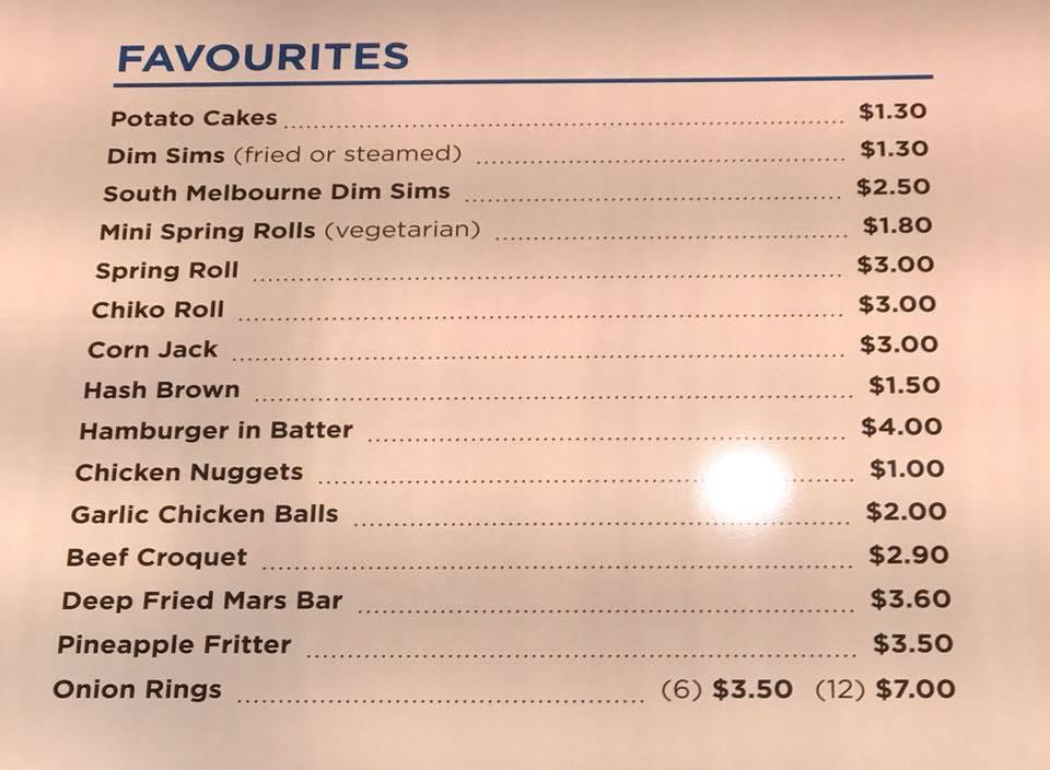 Menu at Lorne Fish & Chips- since 1954 fast food, Lorne