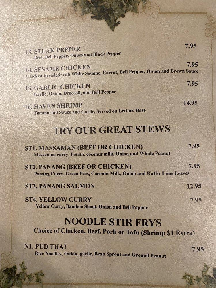Menu at Thai Kitchen restaurant, Muncie, S Walnut St