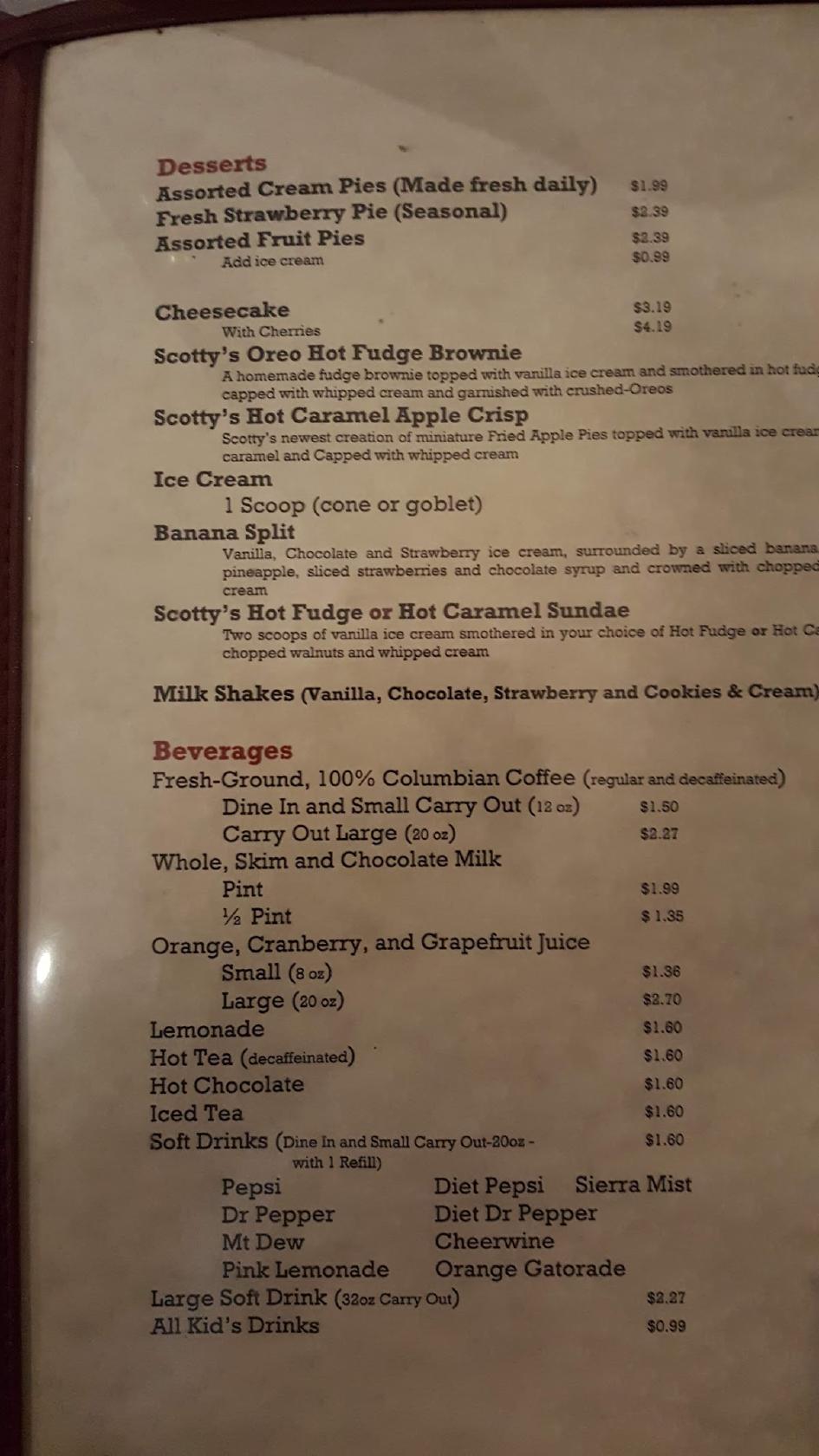 Menu at Scotty's Hometown Grill restaurant, Township of Taylorsville ...