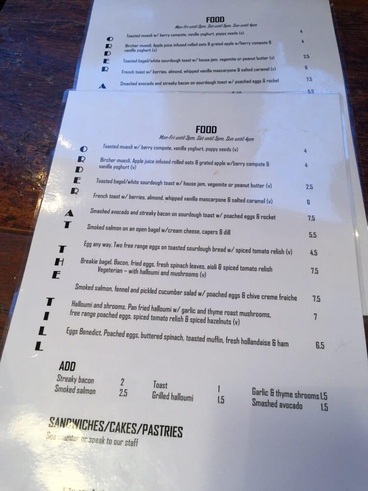 Menu at Federal Cafe Bar, Manchester, 9 Nicholas Croft