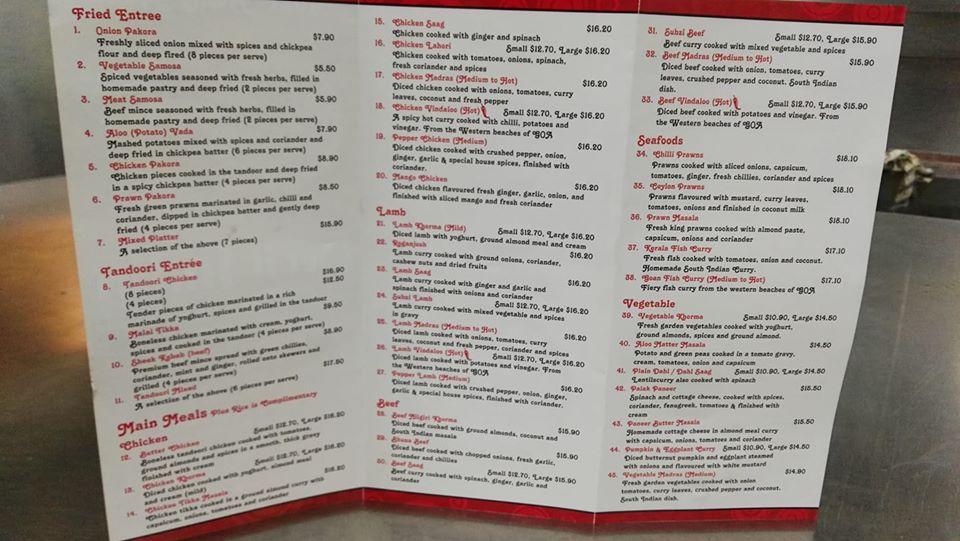 Menu at Get It India fast food, Tingalpa, Wynnum Rd