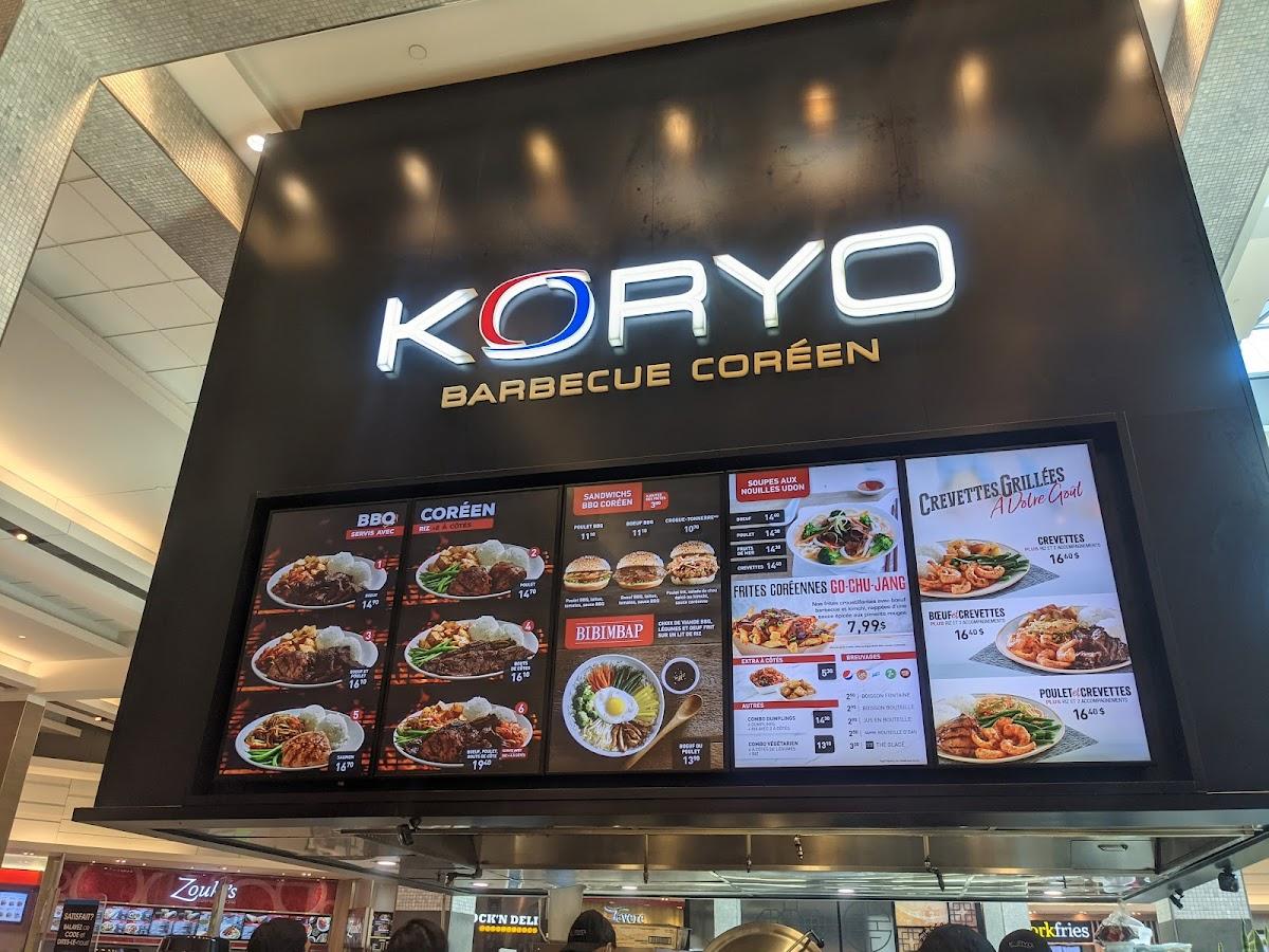 Menu au Koryo Korean Barbeque, Laval