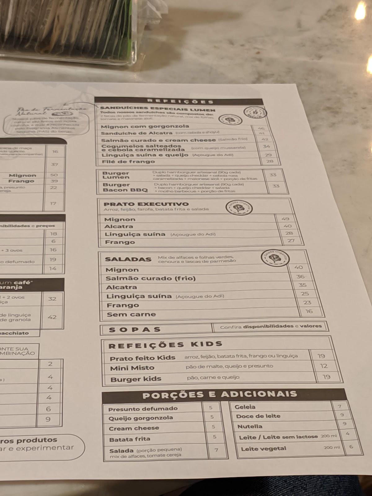 Menu em Lumen Café & Gastronomia, Ponta Grossa