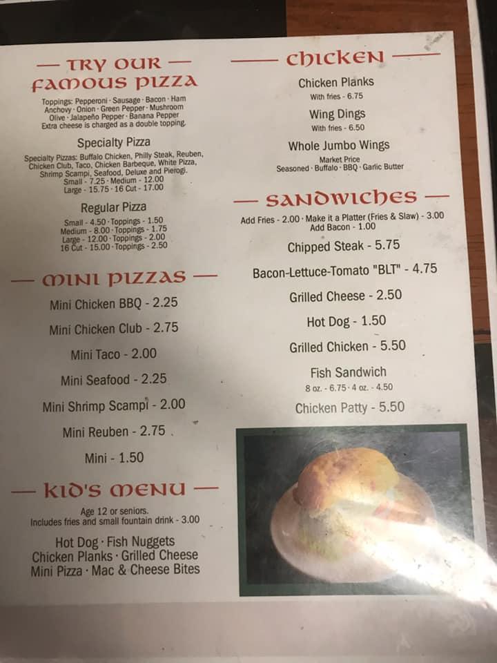 Menu at Patrick's Pub, Apollo, 205 1st St