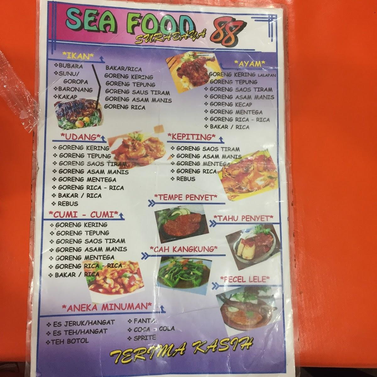 Menu at Sari Laut 88 "Wong Jowo" restaurant, Gorontalo