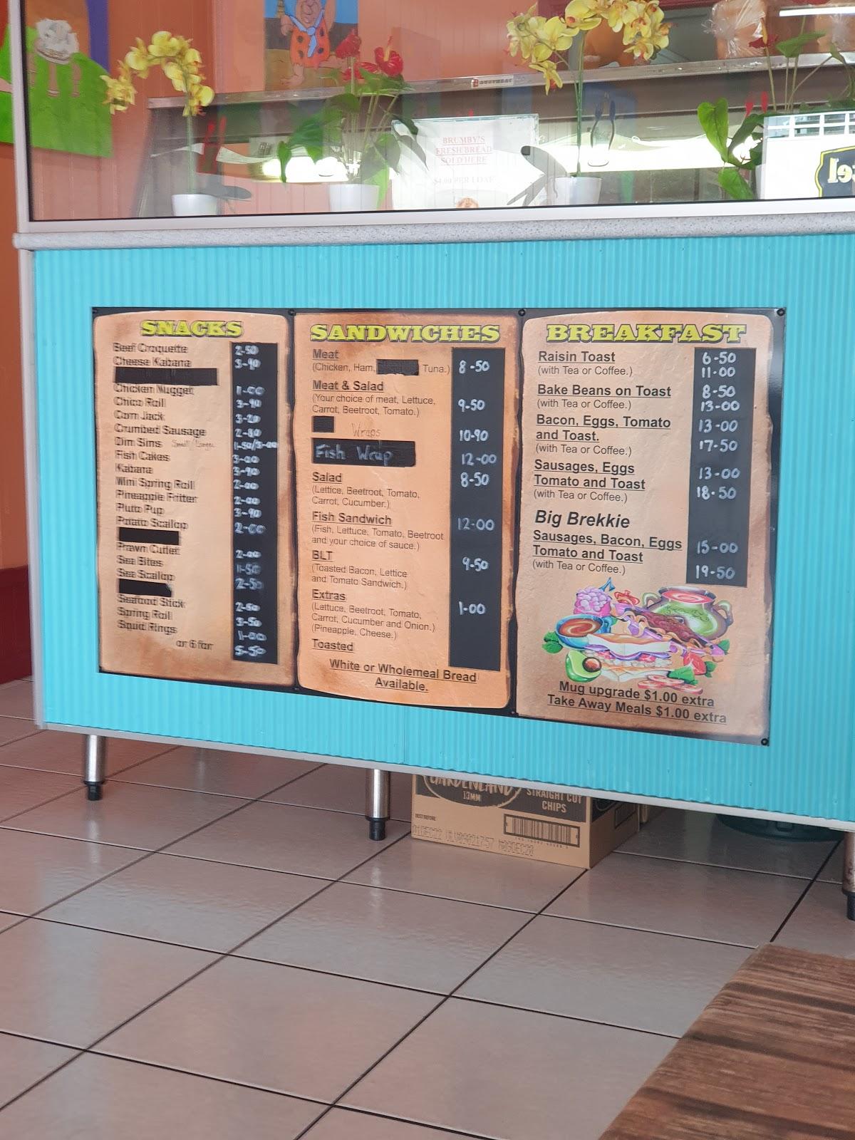 Menu at Bedrock Cafe, Innisfail