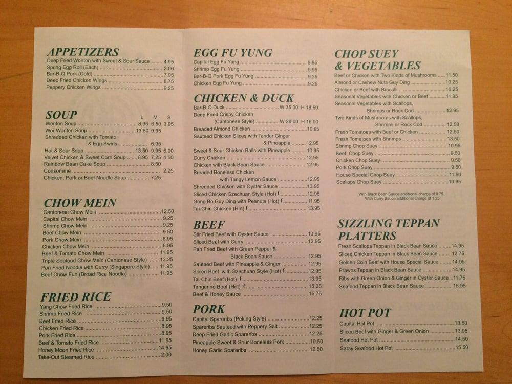 Menu at Capital Restaurant, Chilliwack