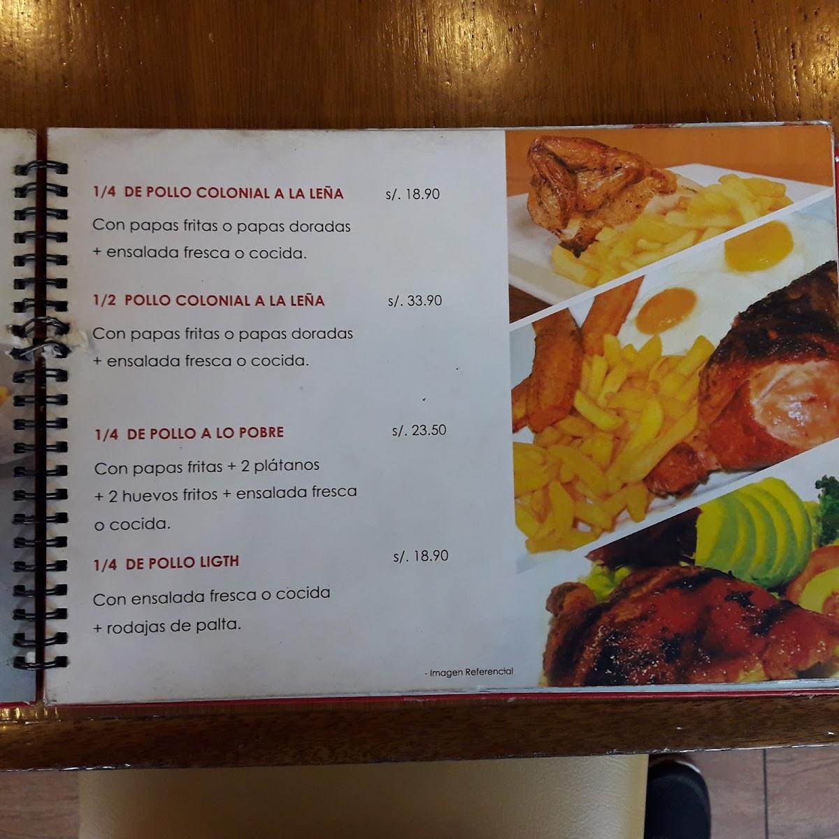Carta del restaurante El Colonial, Lima, Av. Óscar R. Benavides 721