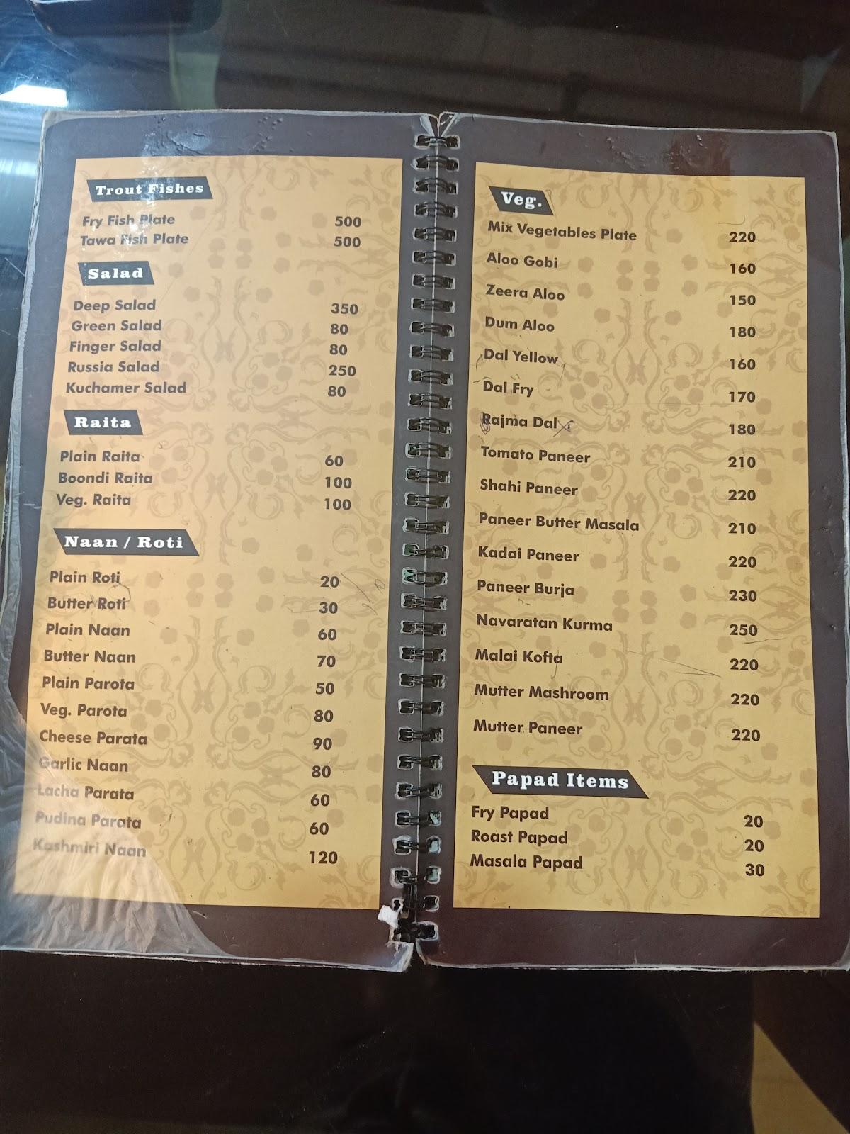 Menu at Food Point Restaurant Pahalgam, Pahalgam