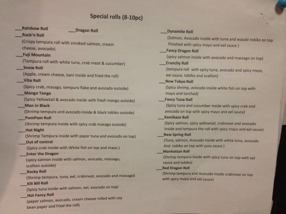 Menu at Shokudo sake bar, Glastonbury