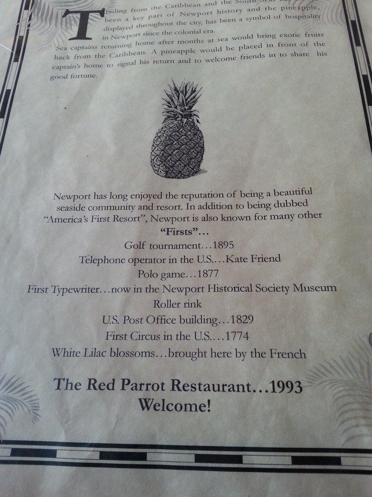 Menu at The Red Parrot Restaurant, Newport