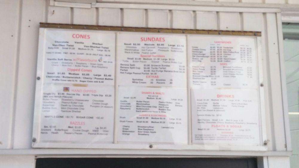 Menu at Big Dipper restaurant, Crawfordsville