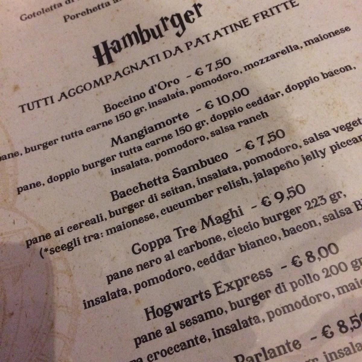 Menu at Binario Magic Pub, Palazzago, Via Briantea