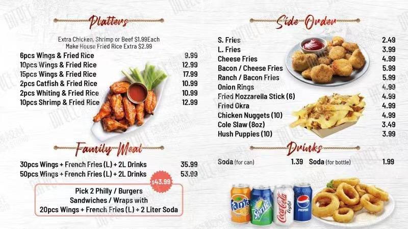 Menu at Fulton Wings and seafood restaurant, New York City
