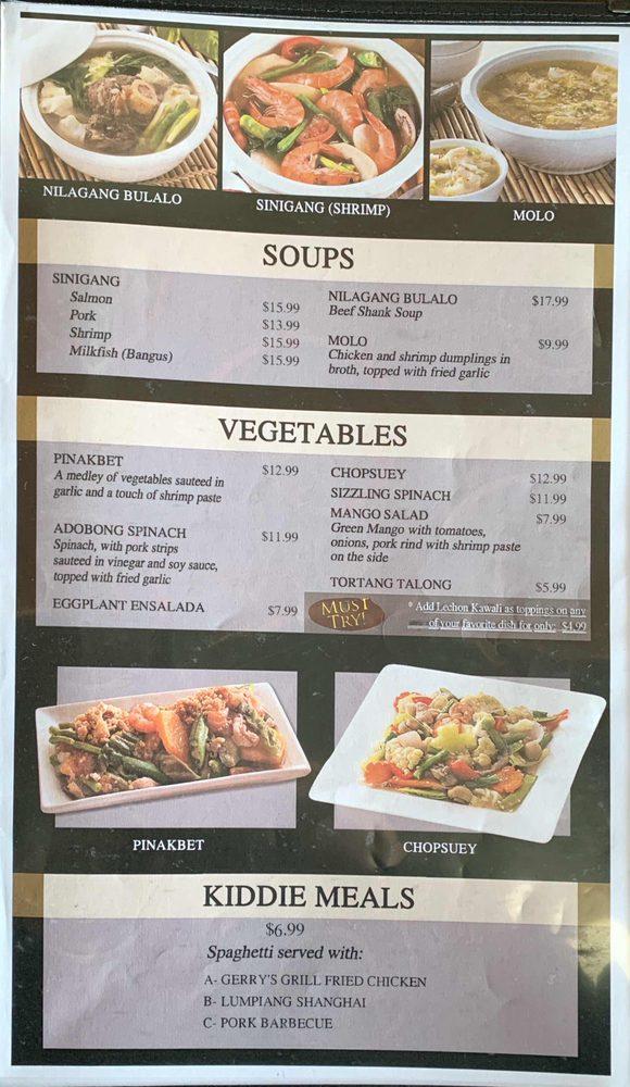 Menu at Gerry's Grill restaurant, Artesia, South St #107