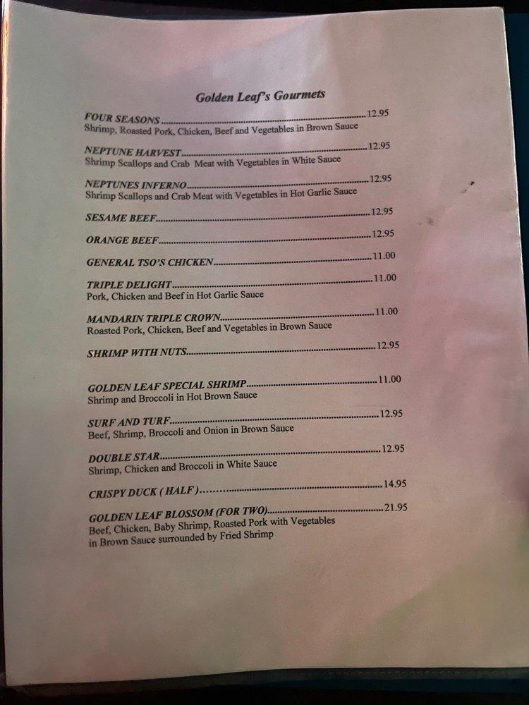 Menu at Golden Leaf restaurant, Brookfield