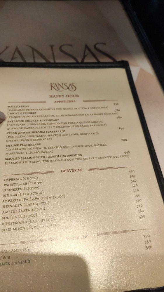 Carta del restaurante Kansas, Buenos Aires, Av. Libertador 4625