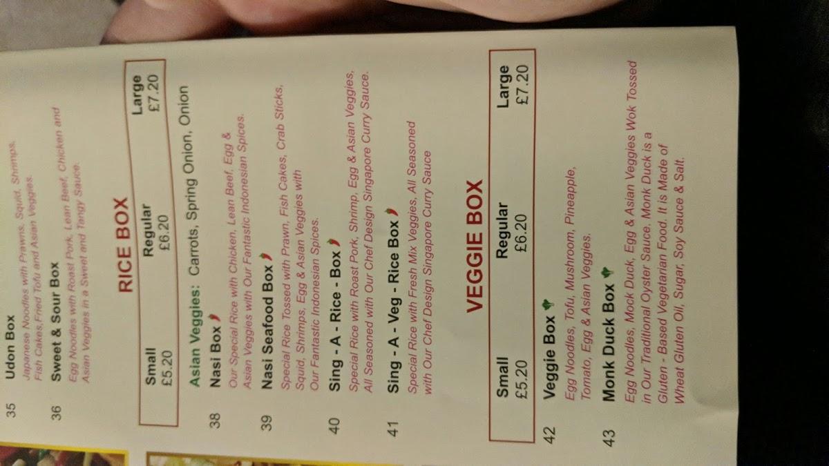 Menu at Magic Wok Noodle Bar, Nottingham