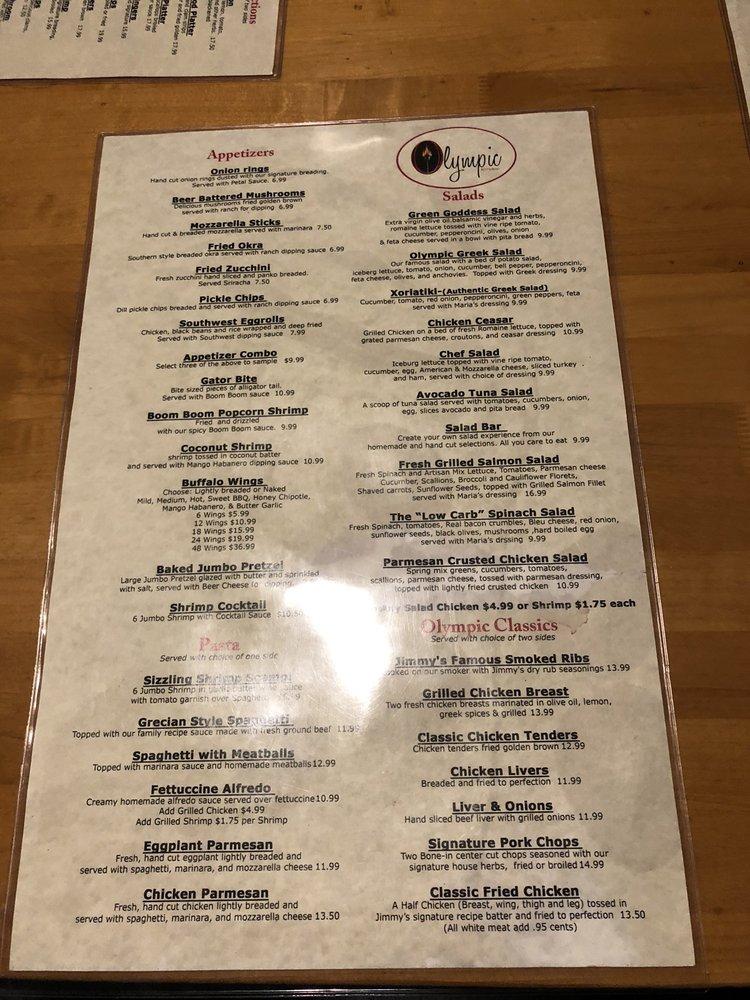 Menu at Olympic Restaurant, Avon Park