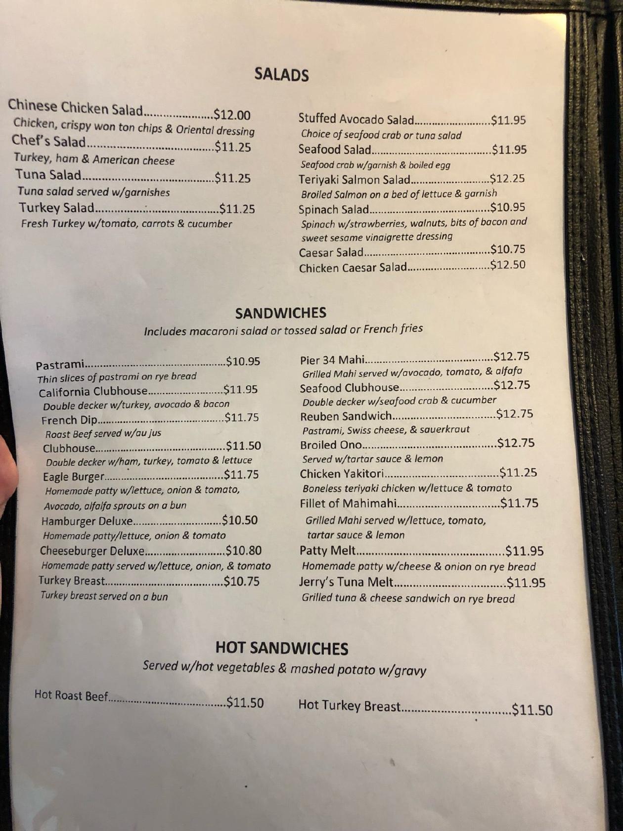 Menu at Eagle Cafe, Honolulu, N Nimitz Hwy # A100