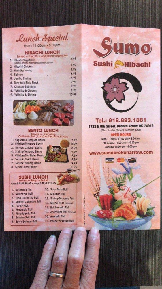 Menu at Sumo Sushi & Hibachi restaurant, Broken Arrow