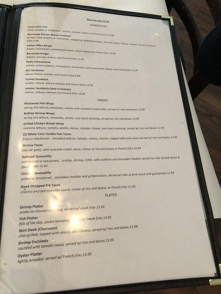 Menu at Barracuda Grill, Marathon