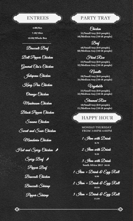 Menu at EN FU EXPRESS { TEMPLE MALL } restaurant, Temple, S 31st St