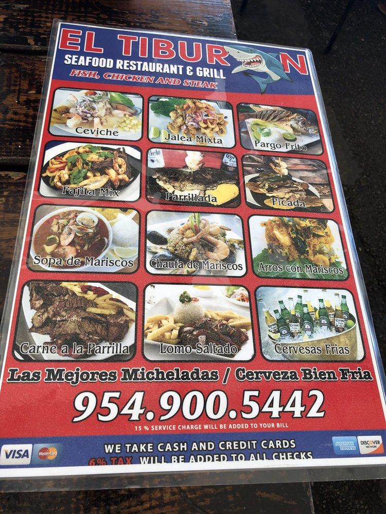 Menu at El Tiburon Seafood Restaurant bar and grill, Fort Lauderdale