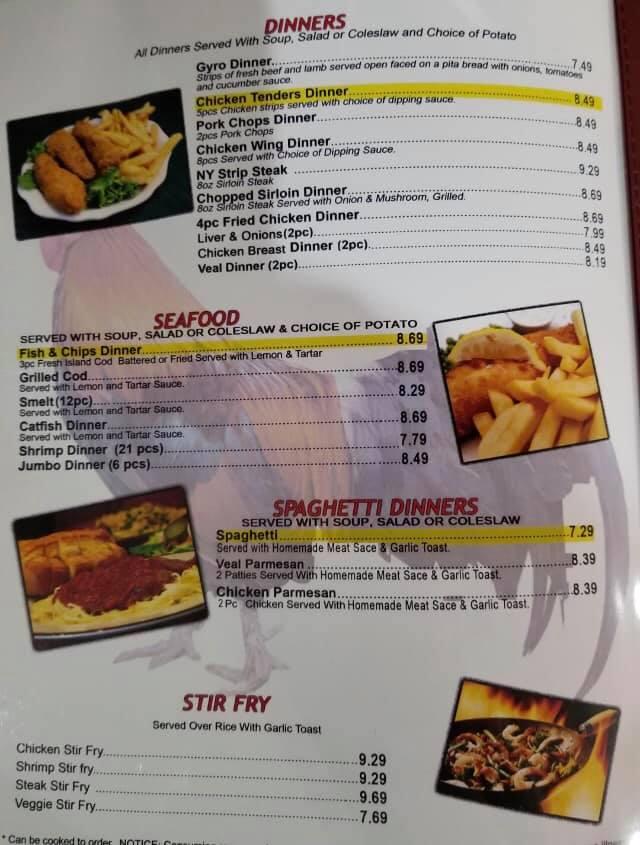 Menu at Roosters Coney Island restaurant, Jackson