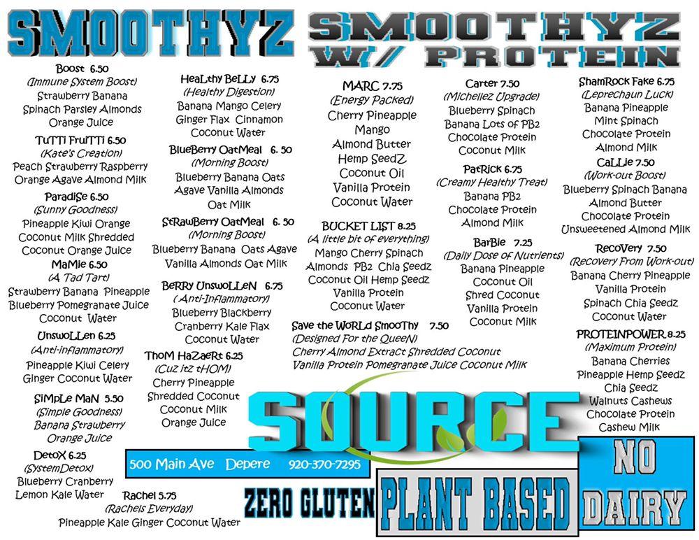Menu at Source pub & bar, De Pere