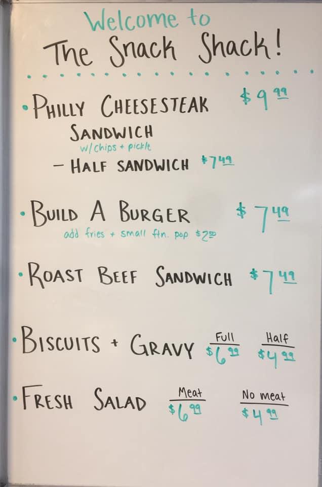 Menu at The Snack Shack, Middleville