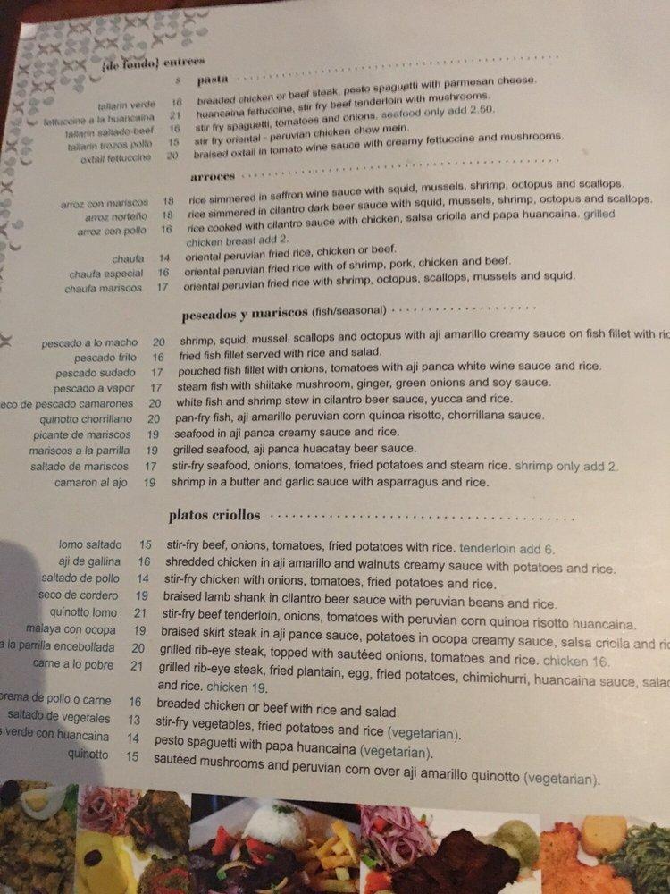 Menu at El Rocoto restaurant, Gardena, Artesia Blvd