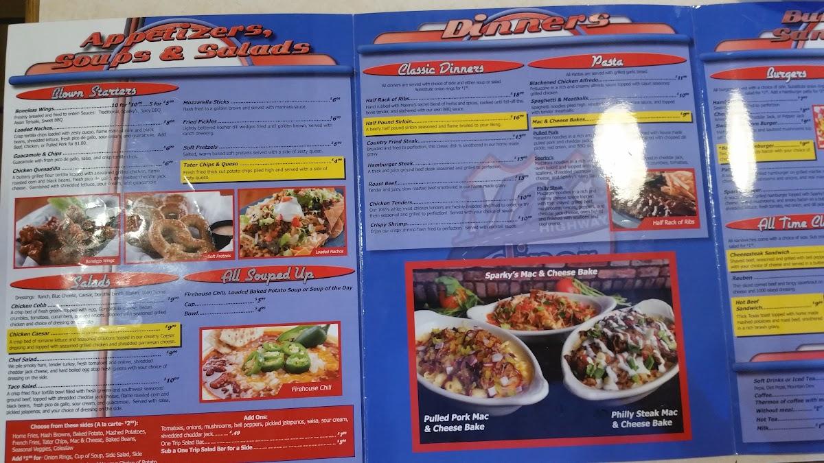 Menu at Max's Highway Diner restaurant, Big Springs